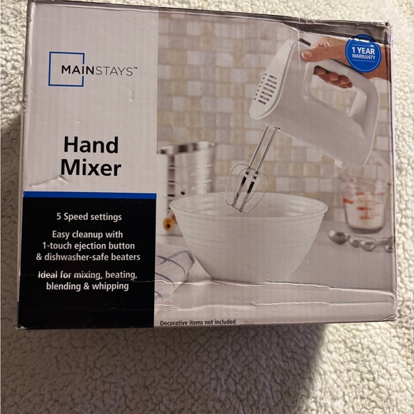 Mainstays | Kitchen | Mainstays White 5 Speed Electric Hand Mixer New ...
